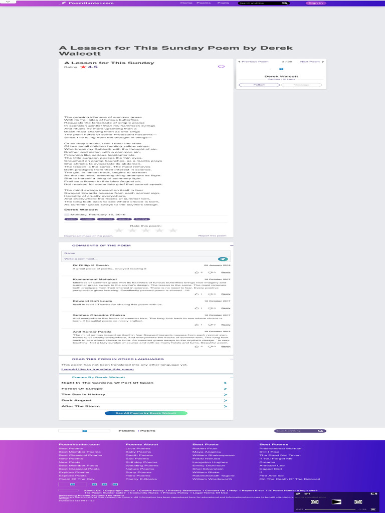 A Lesson For This Sunday - A Lesson For This Sunday Poem by Derek ...