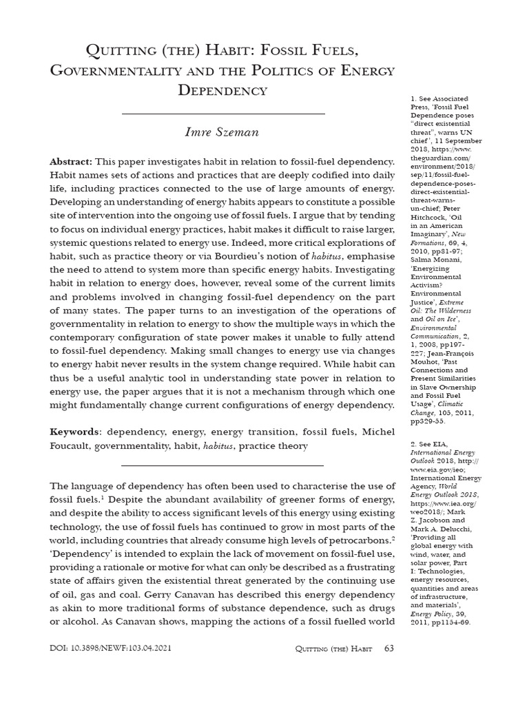 Szeman - Habit | PDF | Fossil Fuels | Substance Dependence