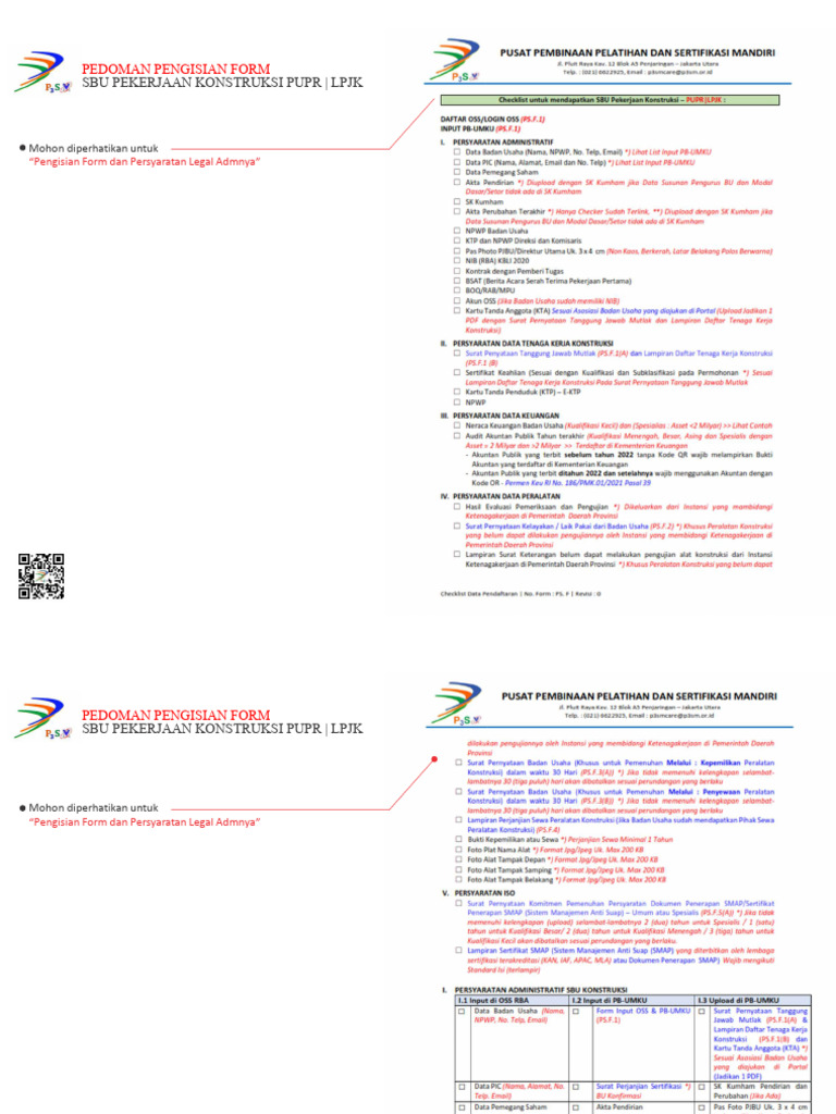SBU Pekerjaan Konstruksi - Pedoman Pengisian Form P3sm 09 - 12 | PDF