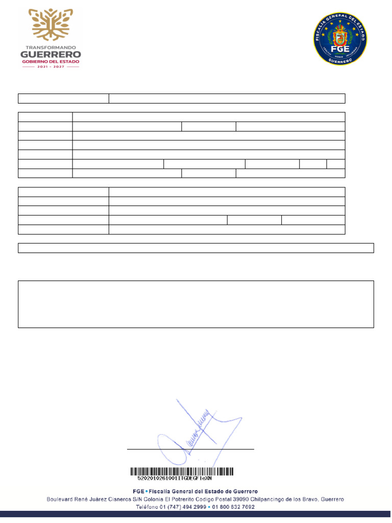 Constancia de Recepción de Denuncia: FGE/DGTI/1 - 00162010/2025 | PDF ...