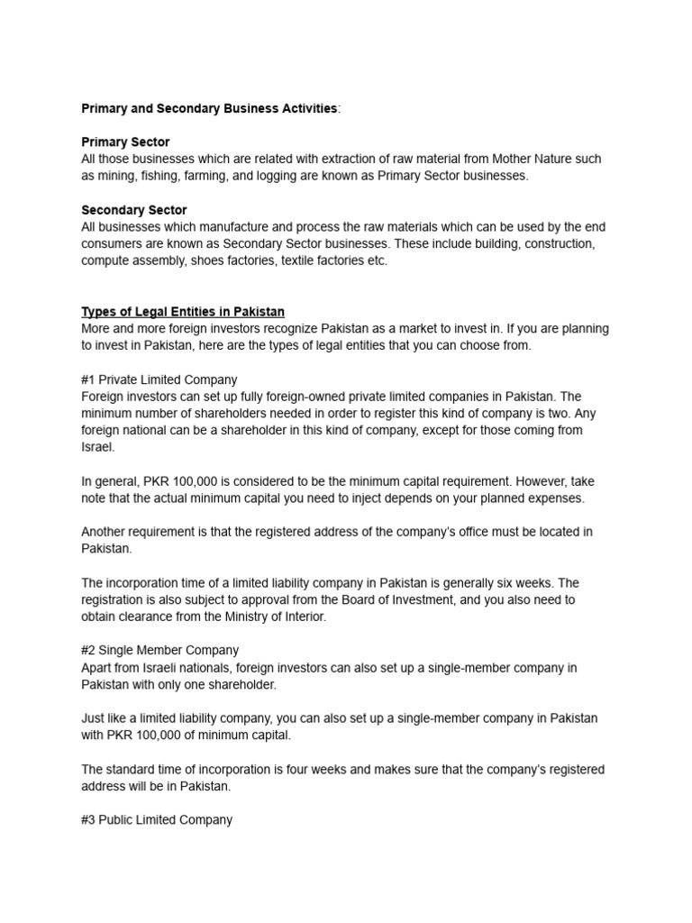 Primary and Secondary Business Overview | PDF | Companies | Corporate Law