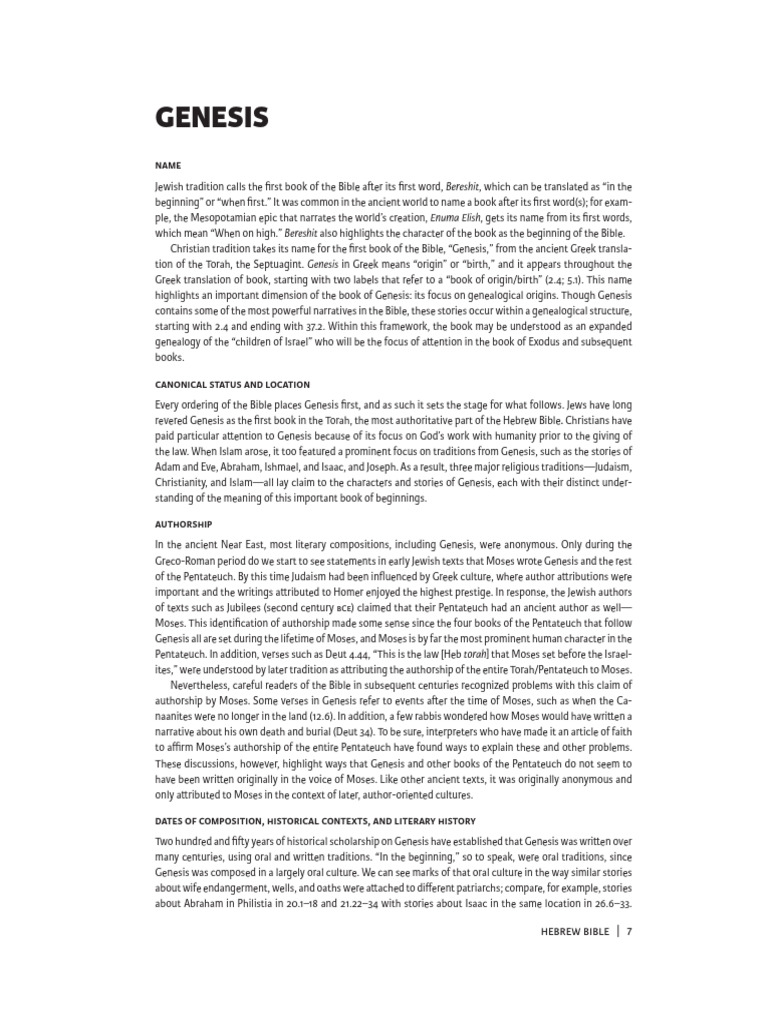 Understanding Genesis: Origins and Structure | PDF | Genesis Creation ...