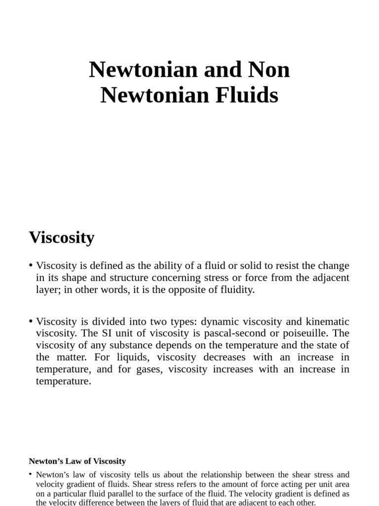 Newtonian and Non Newtonian Fluids [Autosaved] | PDF | Viscosity ...