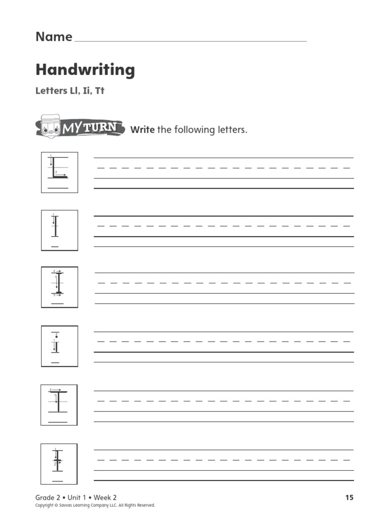 Handwriting Practice_ Letters Ll, Ii, Tt | PDF