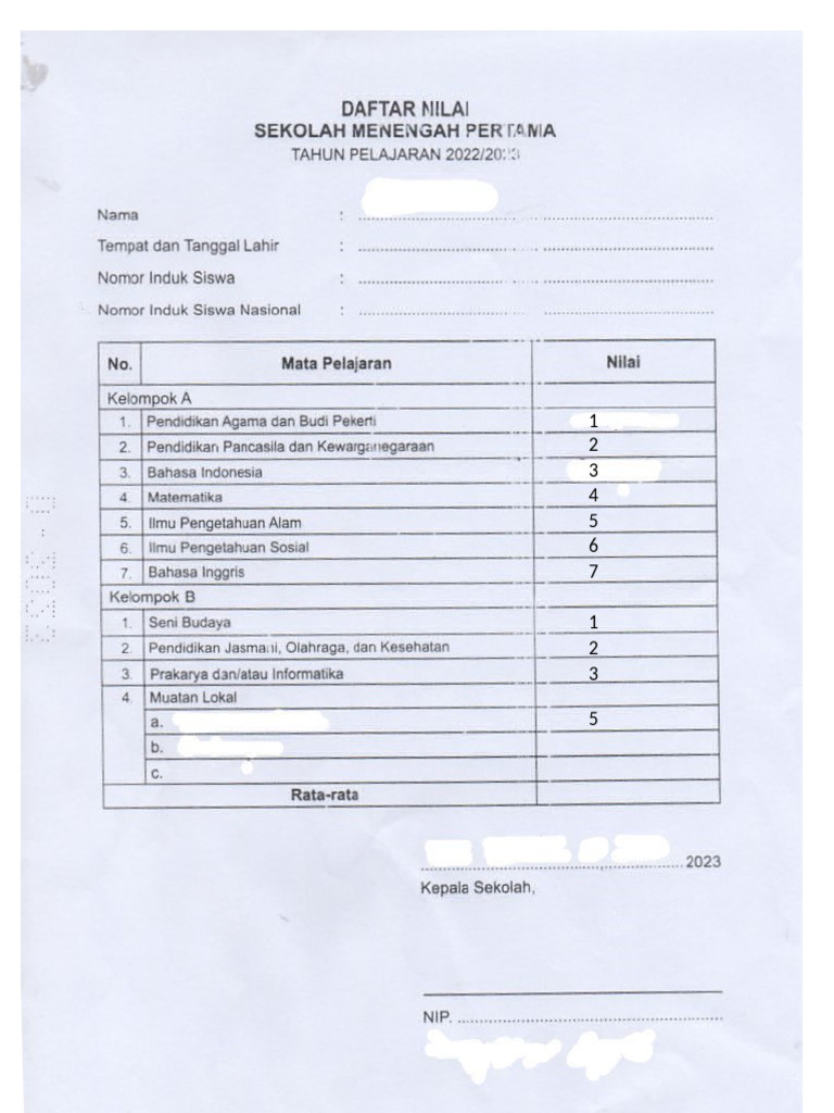 Formst isi nilai | PDF