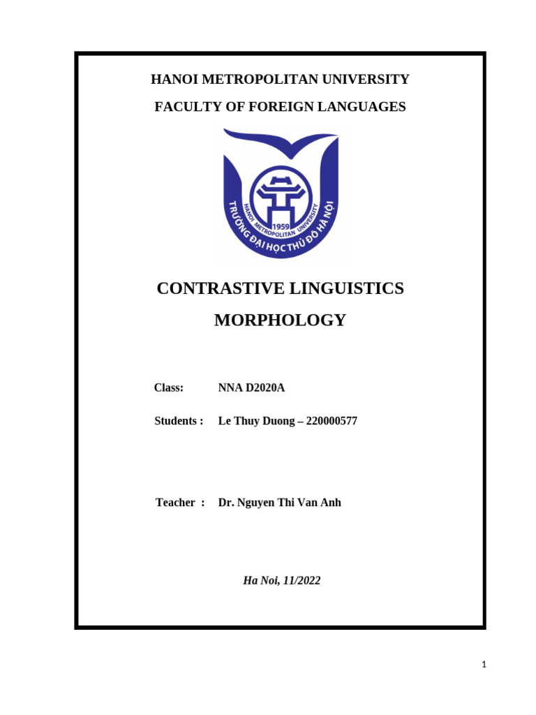 Contrastive Linguistic - Morphology | PDF | Word | Morphology (Linguistics)