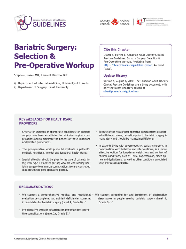 Bariatric Surgery Guidelines for Obesity | PDF | Bariatric Surgery ...