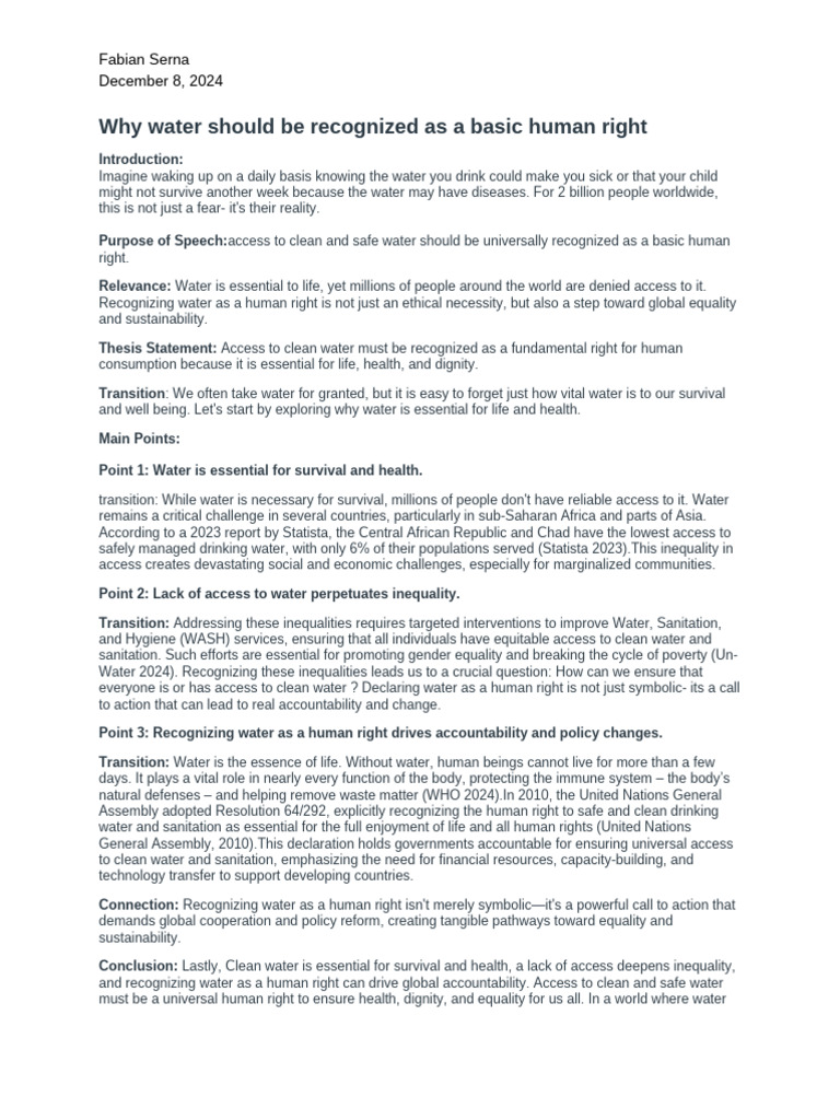 Water as a Fundamental Human Right | PDF | Water | Drinking Water