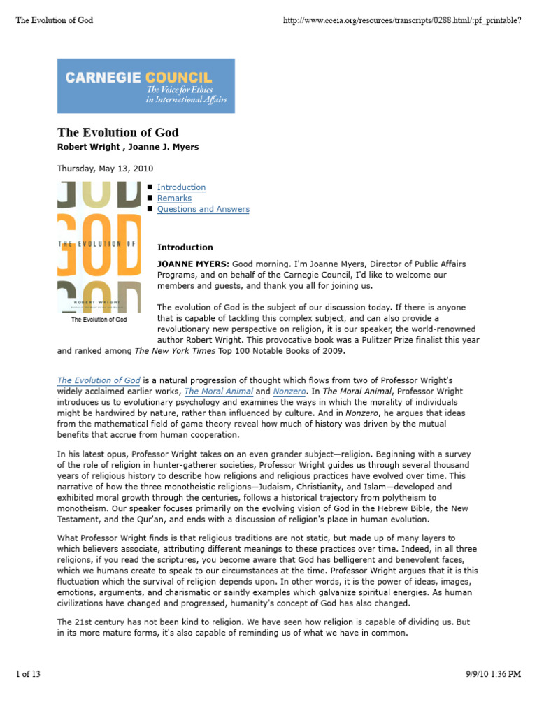 Understanding the Evolution of God | PDF | Monotheism | Abrahamic Religions