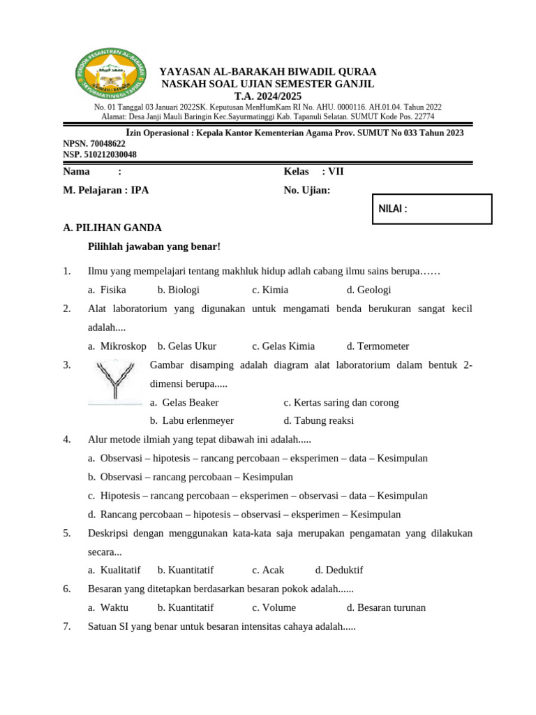 Soal Ipa Kelas 7 | PDF