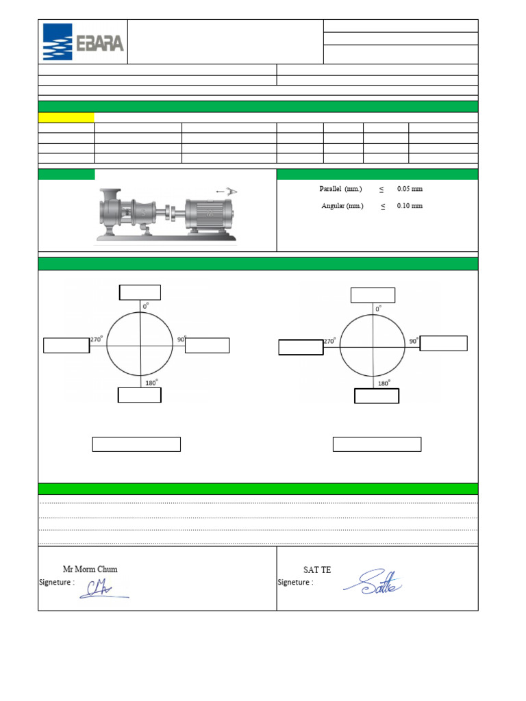 Shaft Alignment Check Report for Pumps | PDF
