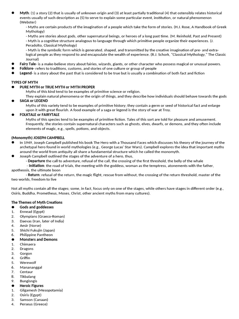 WORLD-LIT-NOTES | PDF | Comparative Mythology | Mythology