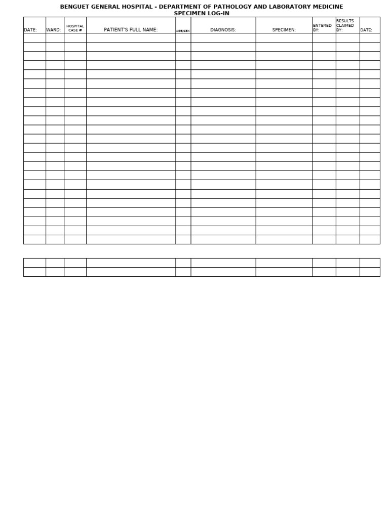 Histopath Specimen Log-In | PDF