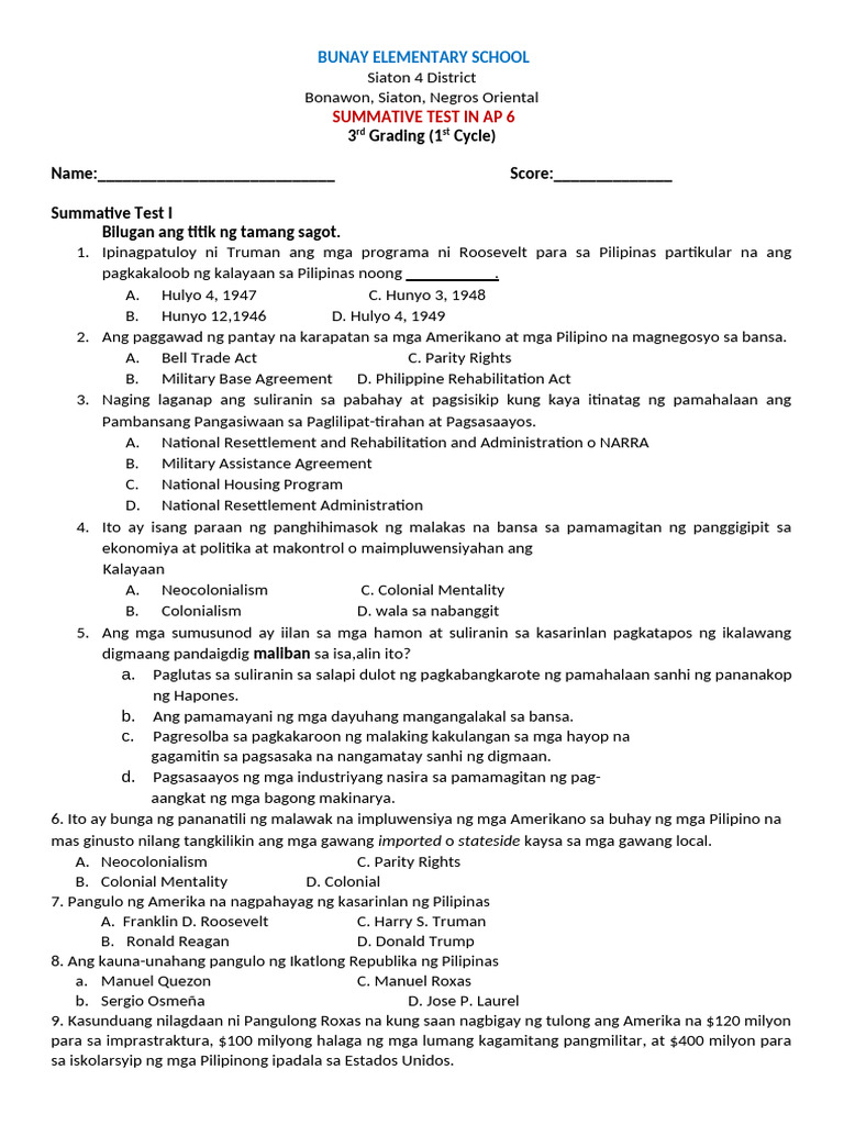 3RDQ-1st Cycle | PDF