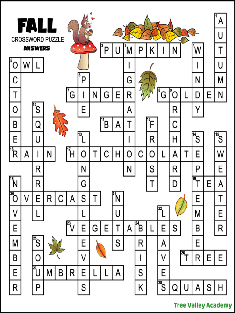 6th Grade Fall Crossword Answer Key | PDF