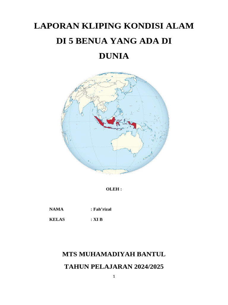 Kondisi Alam di Lima Benua Dunia | PDF