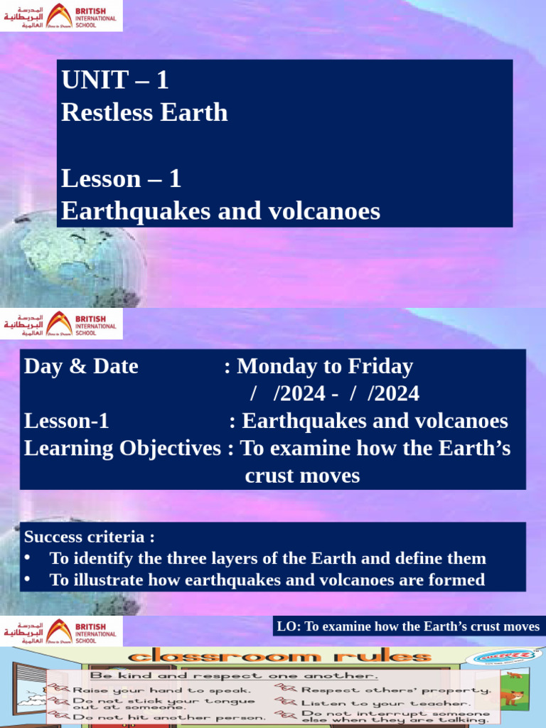 L - 1 Earthquakes and Volcanoes - Grade 6 | PDF | Earth | Rock (Geology)