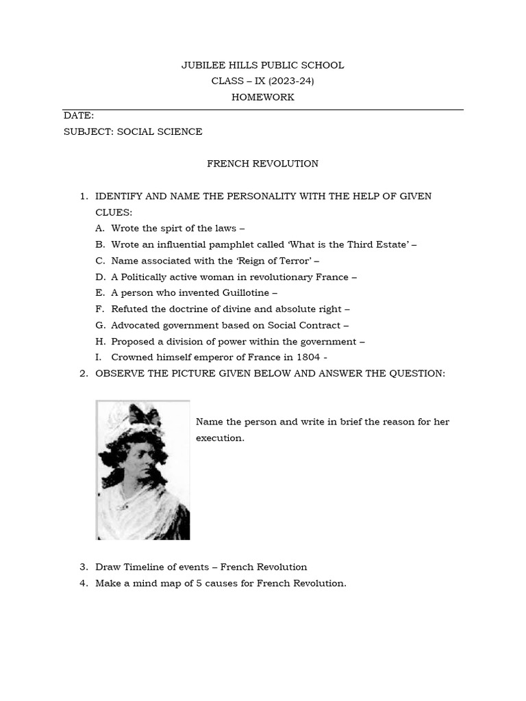 French Revolution Homework Review | PDF
