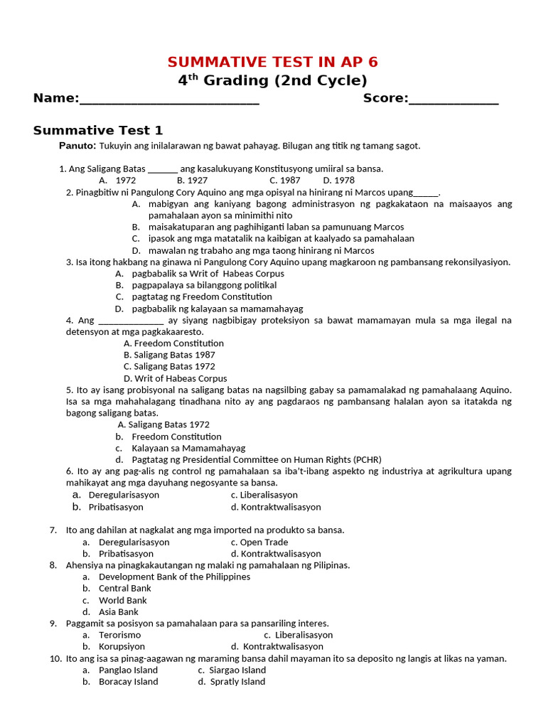 4THQ-2nd Cycle | PDF