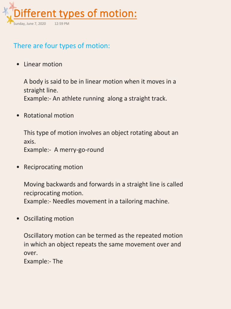 Different Types of Motion | PDF