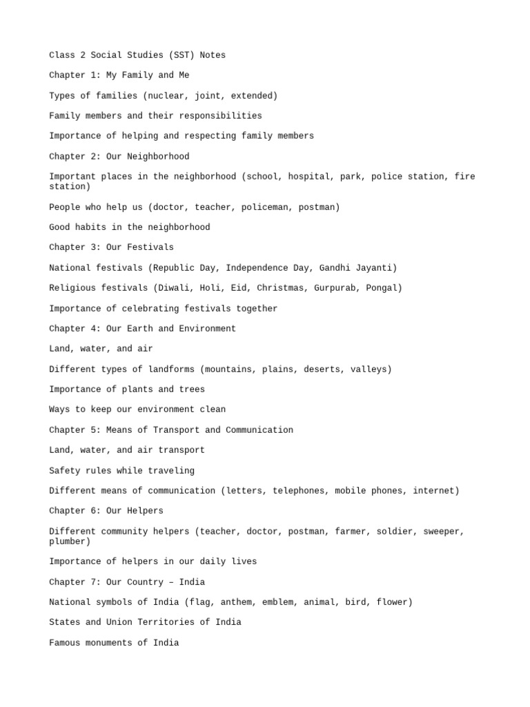 Class 2nd SST Notes 8824 | PDF