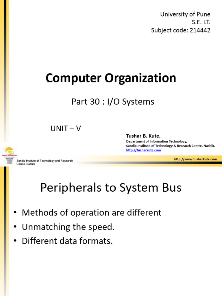 I/O Systems in Computer Organization | PDF