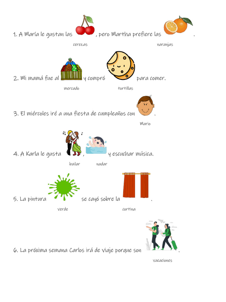 Oraciones Con Pictogramas Con R | PDF
