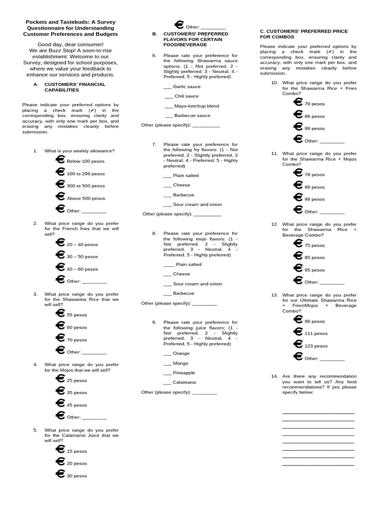 Buzzstop Survey Final Nani Pls | PDF | Foods | Food Ingredients