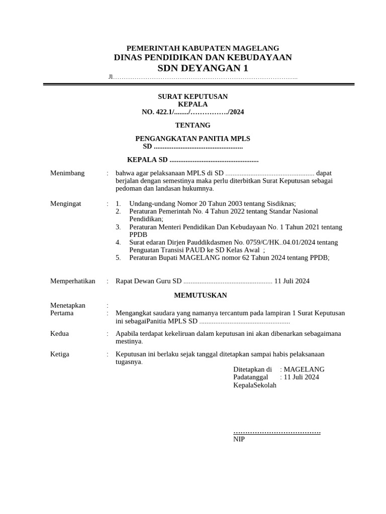 02 SK Panitia MPLS | PDF