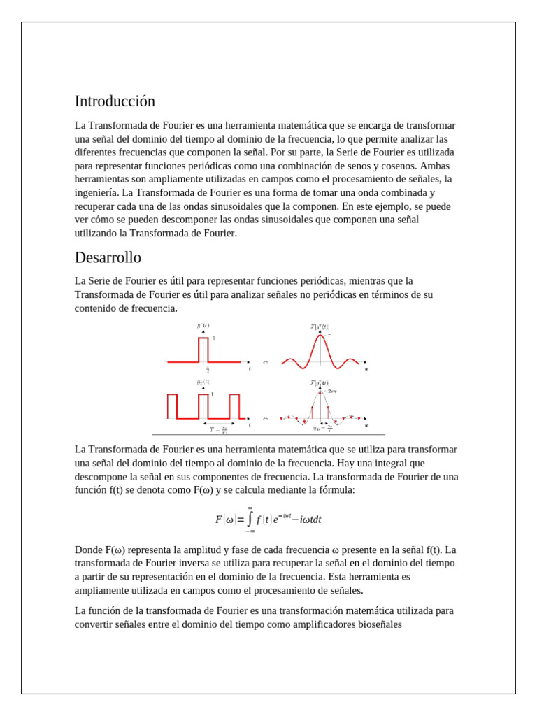 Transformadas de Fourier en Biomedicina | PDF | Transformada de Fourier ...