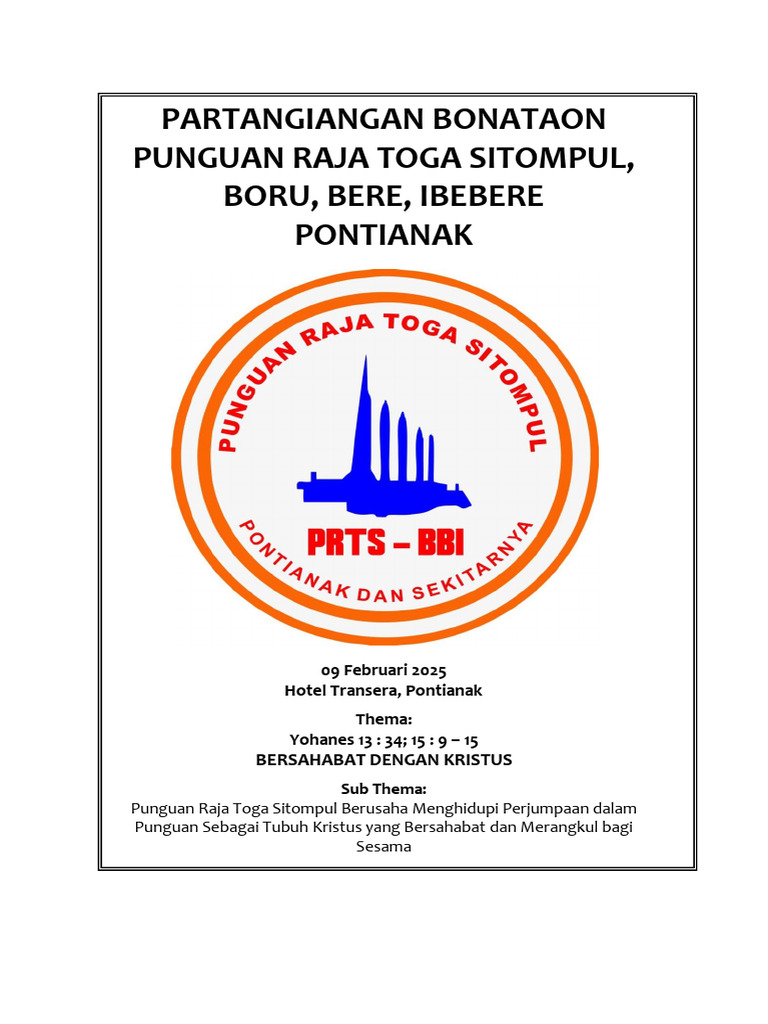 Partangiangan Bonataon Punguan Raja Toga Sitompul | PDF