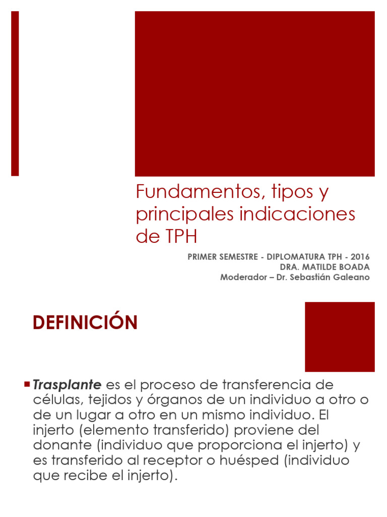 Fundamentos Tipos y Principales Indicaciones de TPH | PDF | Especialidades Medicas | Medicina ...