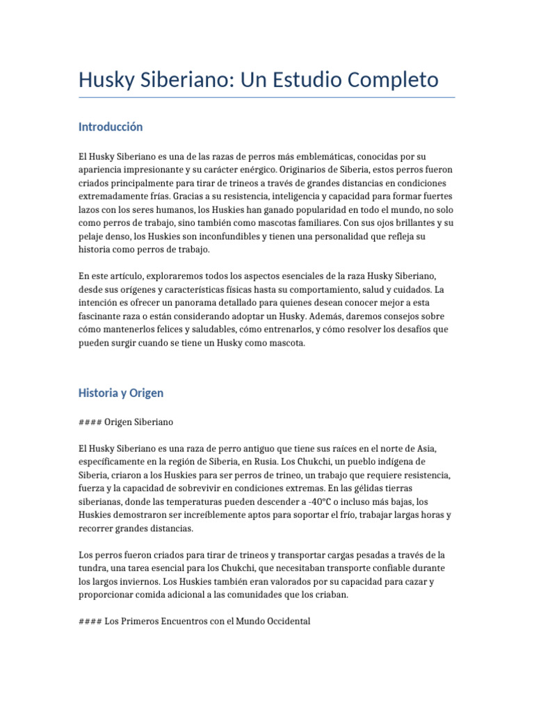 Husky Siberiano Estudio Completo Part1 | PDF | Perros | Razas de perros