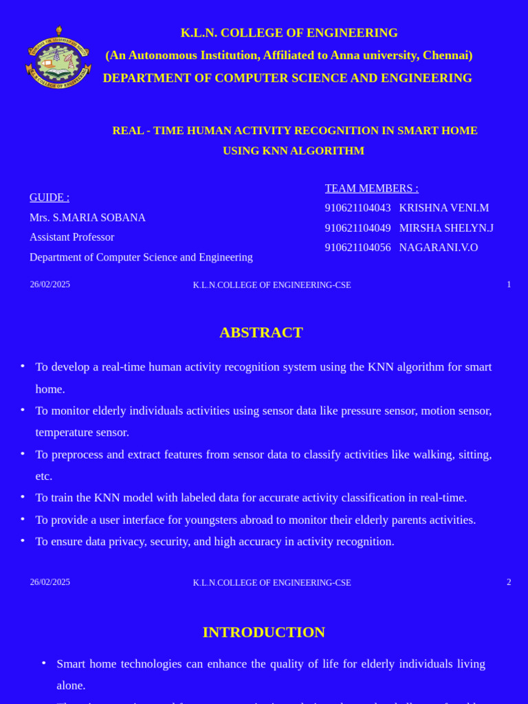 REAL - TIME HUMAN ACTIVITIES RECOGNITION IN SMART HOME USING KNN ALGORITHM (1)-1 | PDF | Machine ...