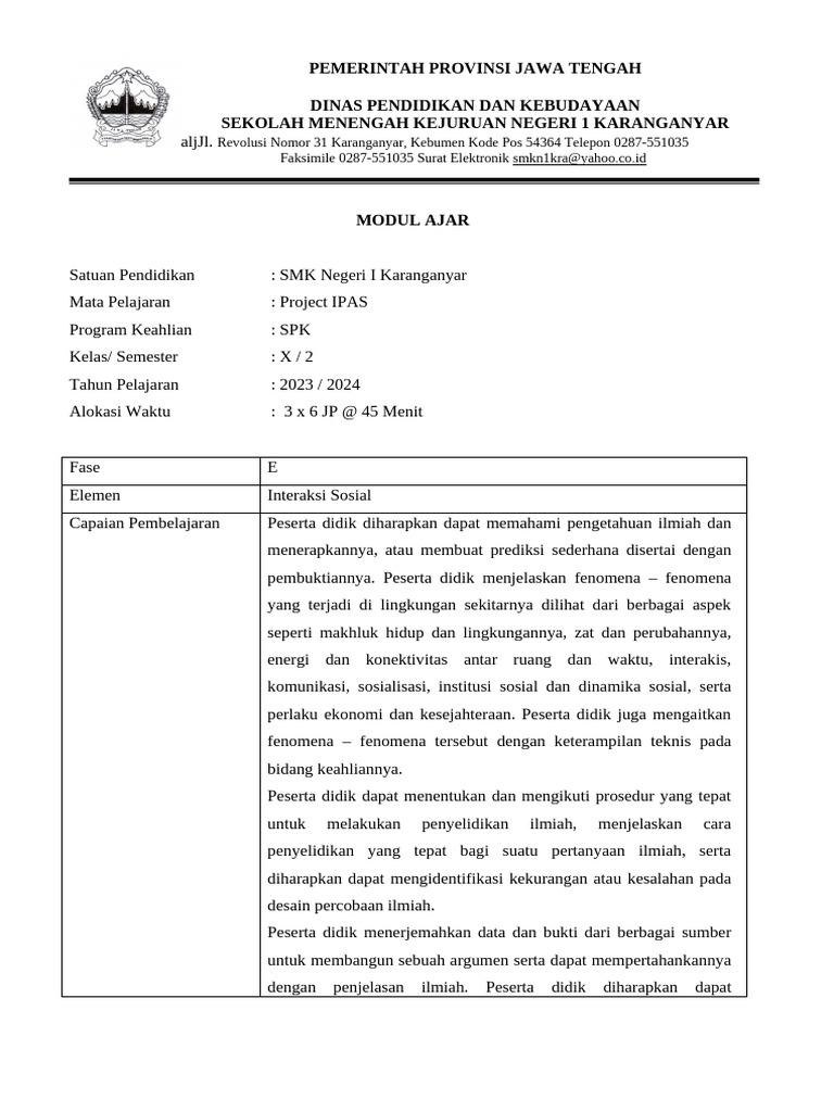 MODUL AJAR INTERAKSI SOSIAL DAN DINAMIKA SOSIAL_KONSEP | PDF