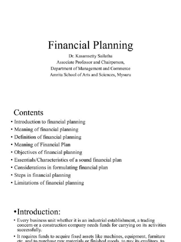 Financial Planning | PDF