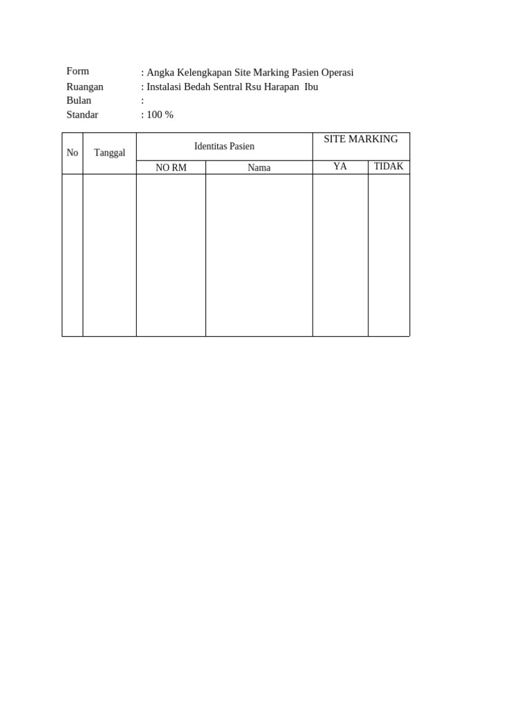 Form Angka Kelengkapan Site Marking | PDF
