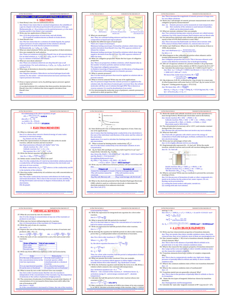 Hsslive-xii-Chemistry-Most Important Questions and Answers | PDF ...