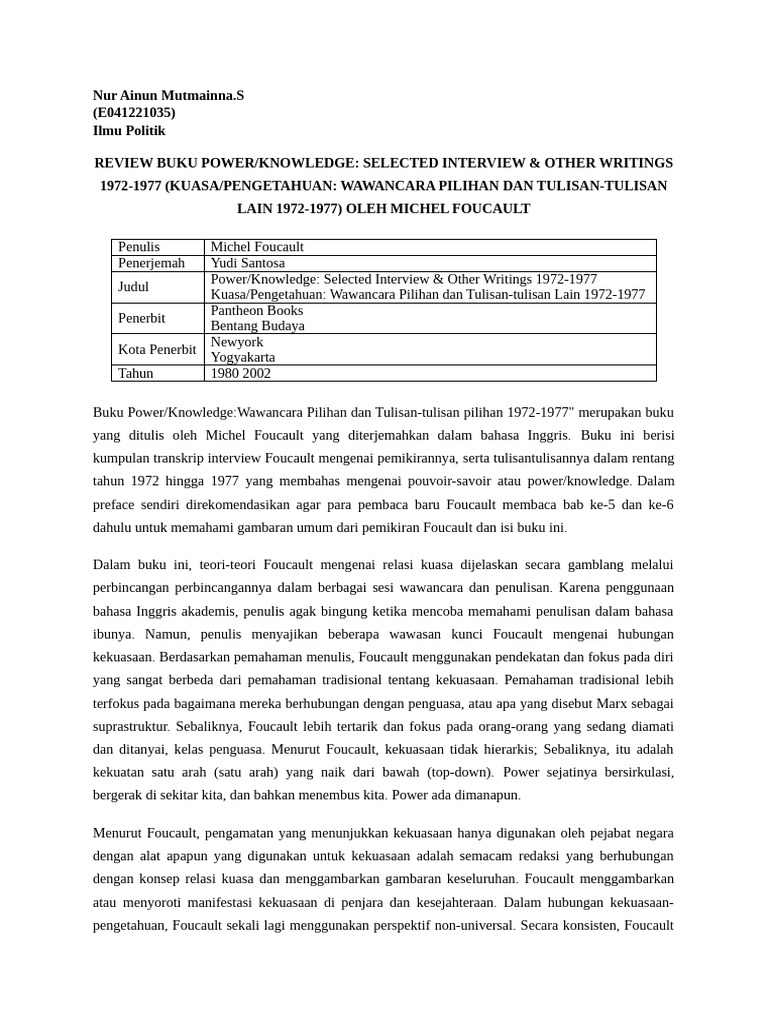 E041221035 Nur Ainun M Review Buku PowerKnowledge | PDF