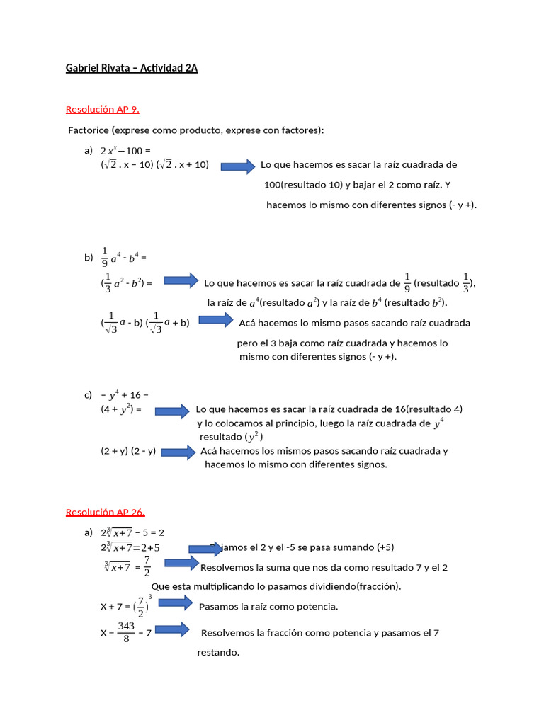 Gabriel Rivata Actividad 2A | PDF | Raíz cuadrada | Matemáticas discretas