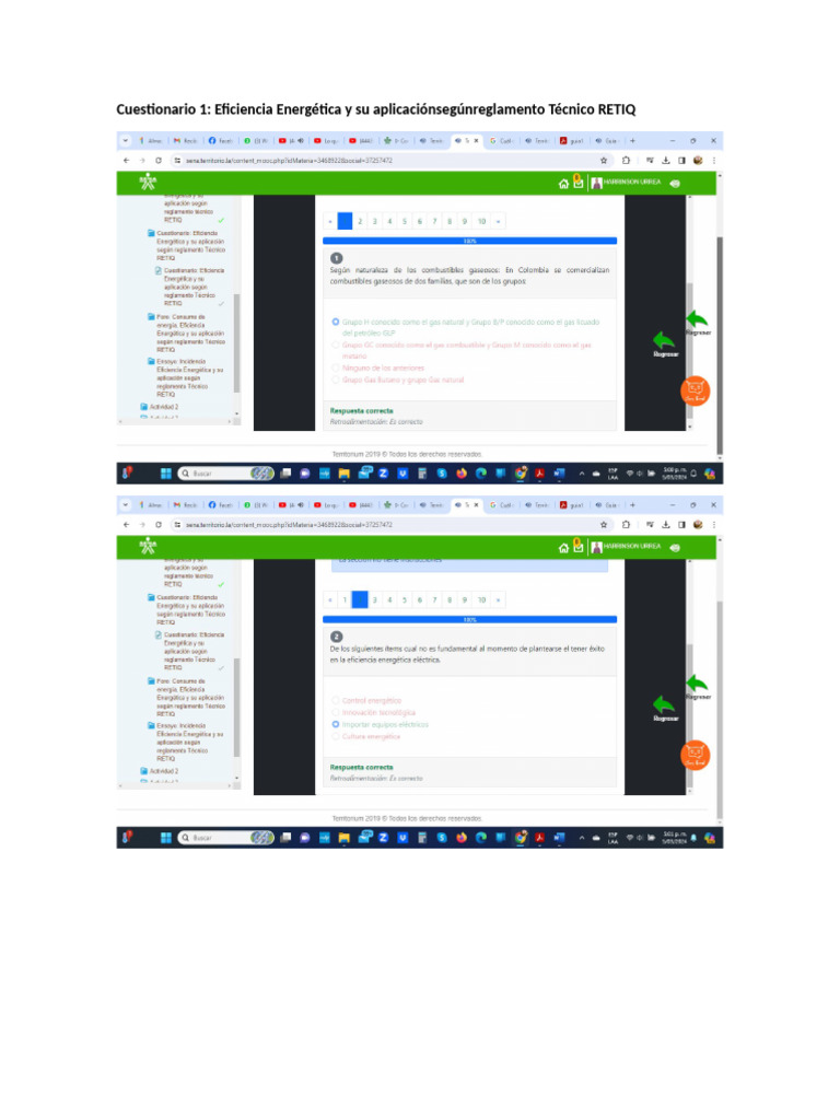 Cuestionario 1 - Eficiencia Energética y Su Aplicaciónsegúnreglamento ...
