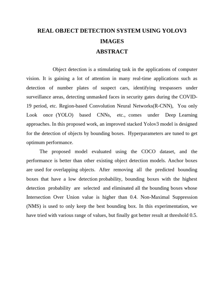 Real Object Detection System Using Yolov3 Images | PDF | Image Segmentation | Deep Learning