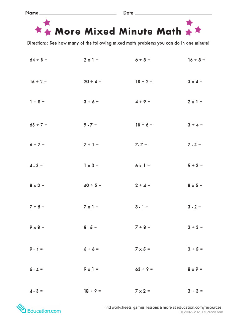 More Mixed Minute Math 2018 | PDF