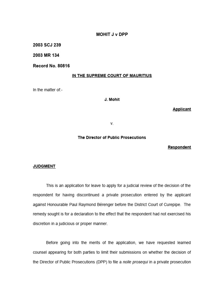 Judicial Review of DPP's Nolle Prosequi | PDF | Prosecutor | Attorney ...