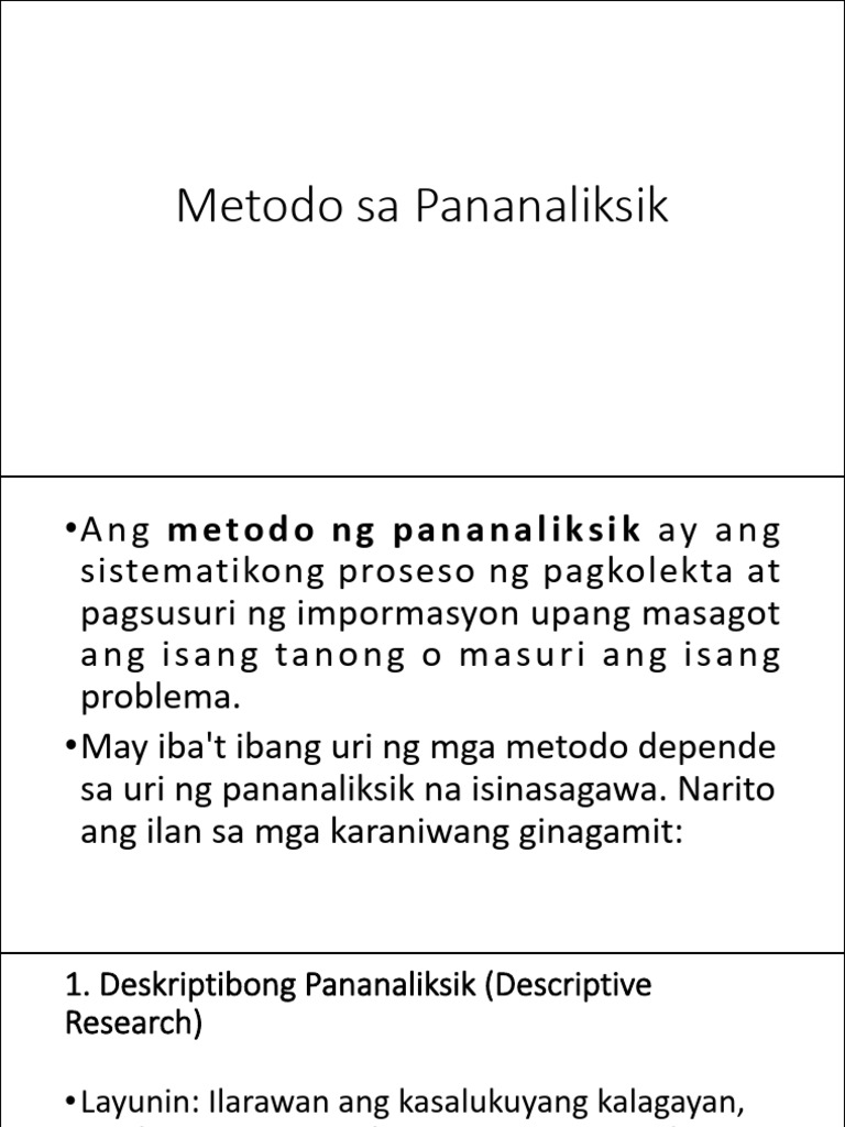 Metodo Sa Pananaliksik | PDF