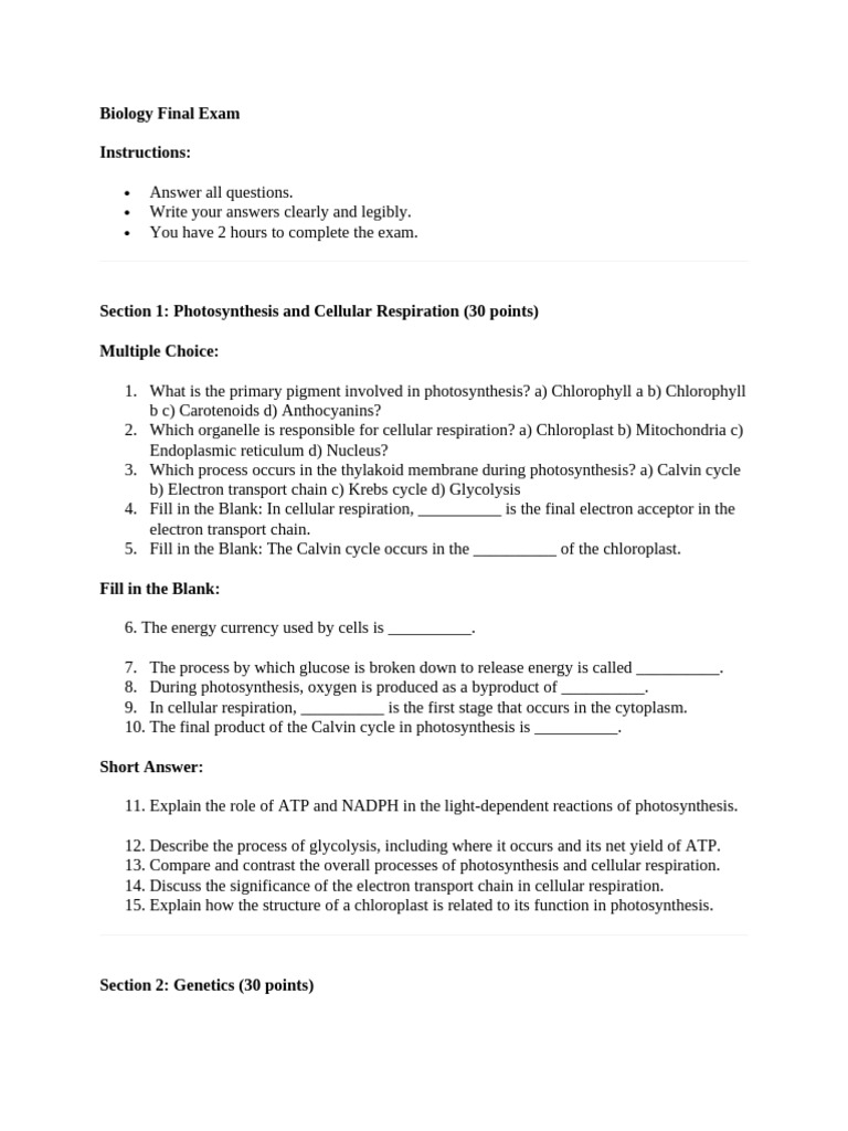 Biology Final Exam | PDF | Translation (Biology) | Messenger Rna