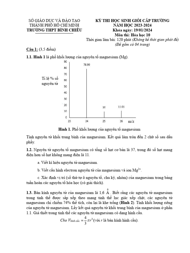 (Dethihsg247.Com) - de Thi HSG Cap Truong Mon Hoa Hoc Lop 10 Nam 2023 2024 Co Dap An Truong THPT ...
