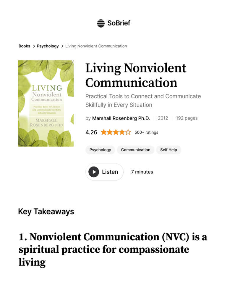 Living Nonviolent Communication | PDF | Empathy | Psychology