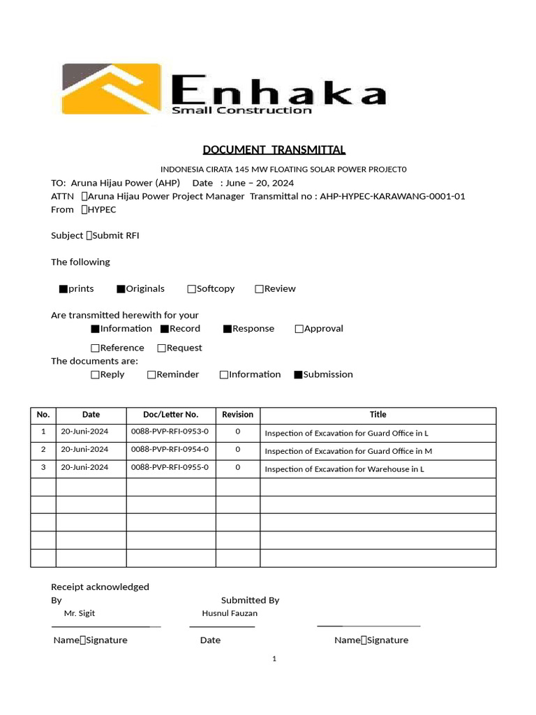 Transmital 1 | PDF