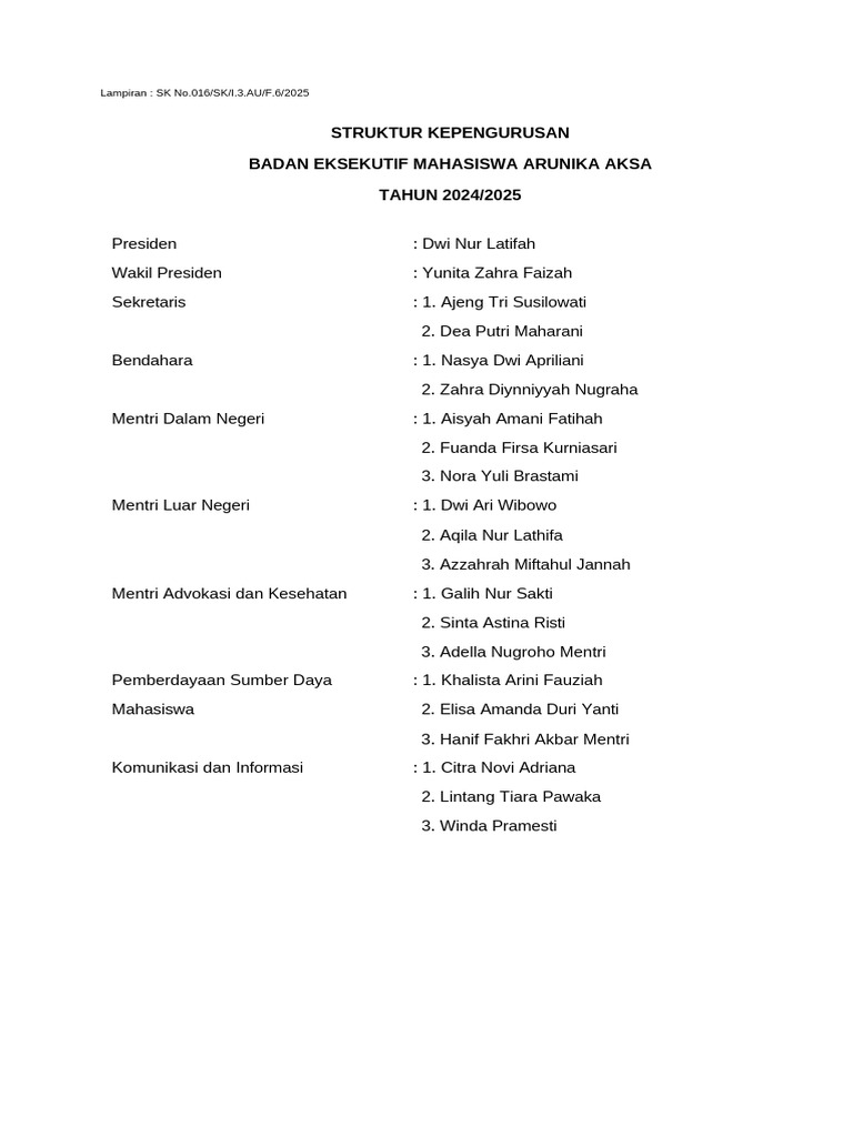 Lampiran SK Bem-Hima | PDF